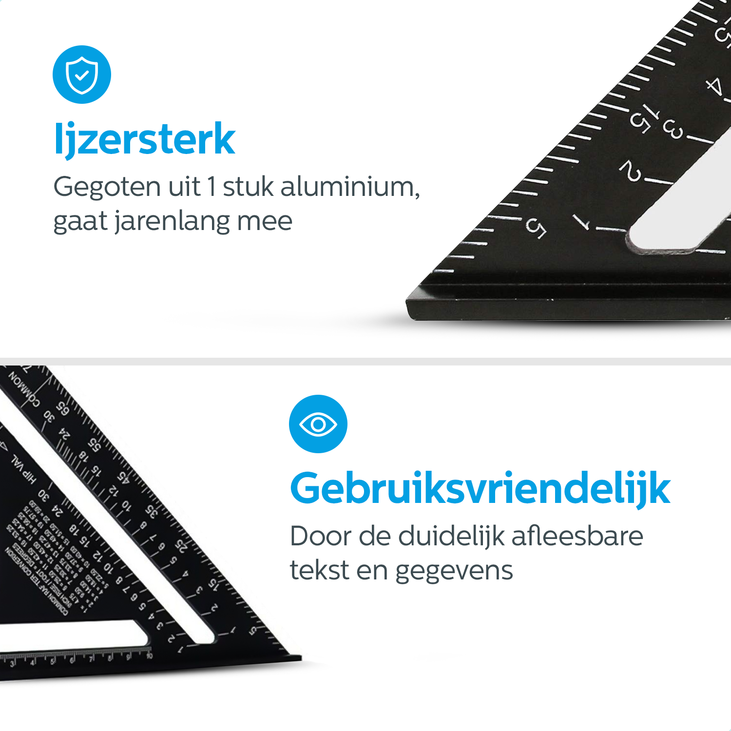 Detepo Winkelhaak - Timmerman Meet Driehoek - Blokhaak gemaakt van Met